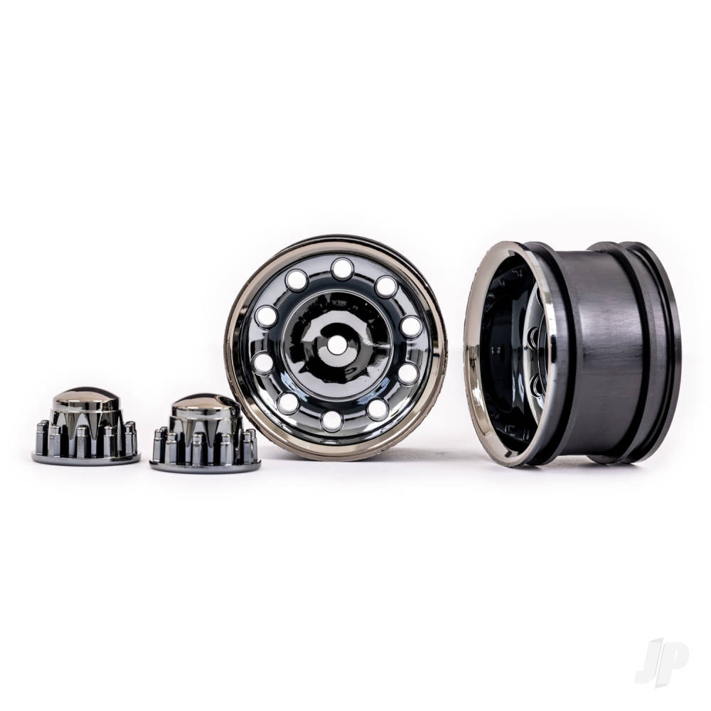 Traxxas Wheels, TRX-6 Big Rig 2.2in (Black Chrome) (rear) (2)/ centre ...