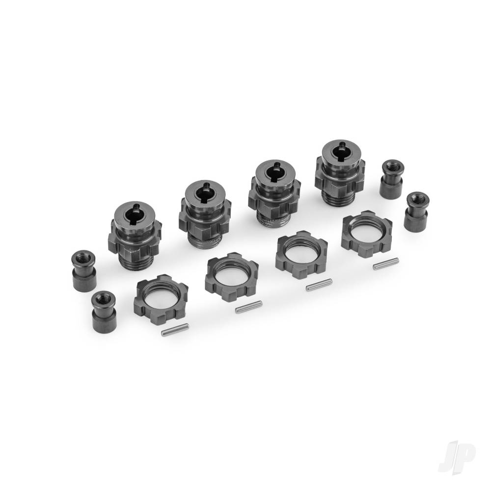 Traxxas Wheel hubs, splined, 17mm, short (Grey-anodised) (4), wheel ...
