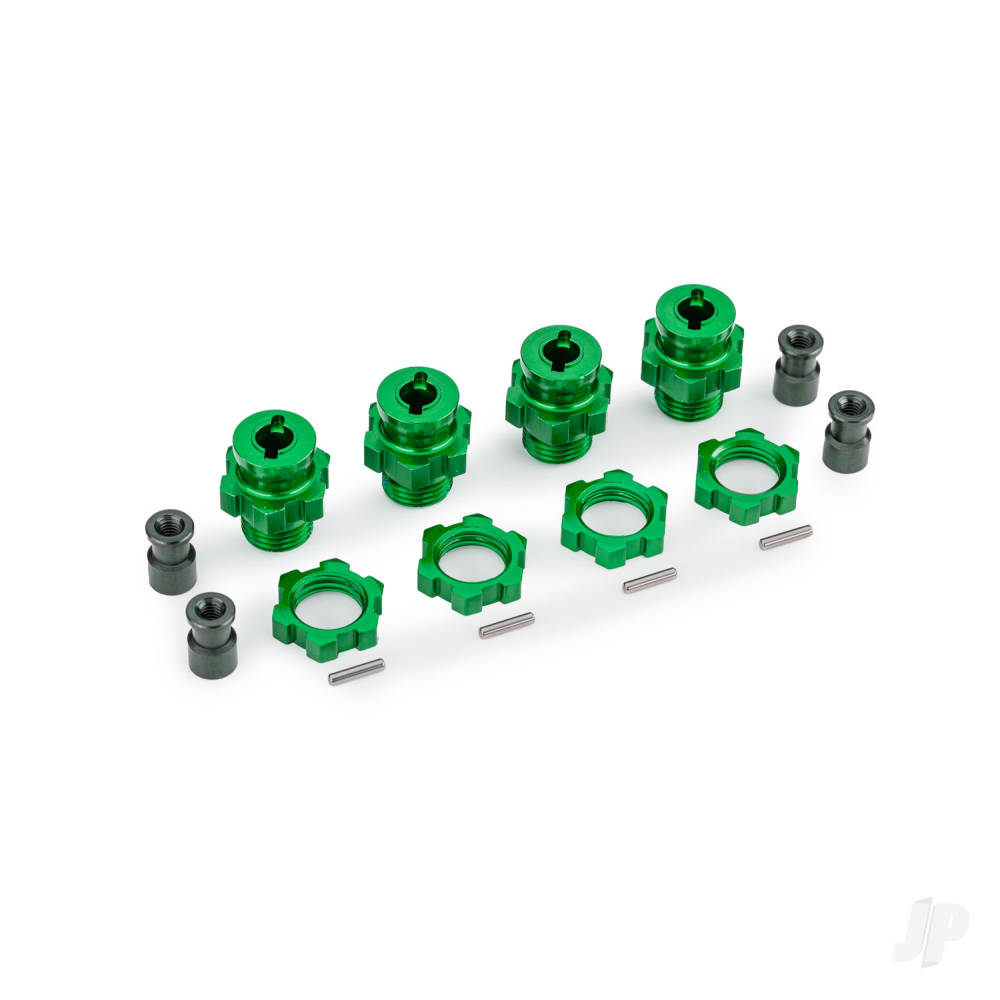 Traxxas Wheel hubs, splined, 17mm, short (Green-anodised) (4), wheel ...